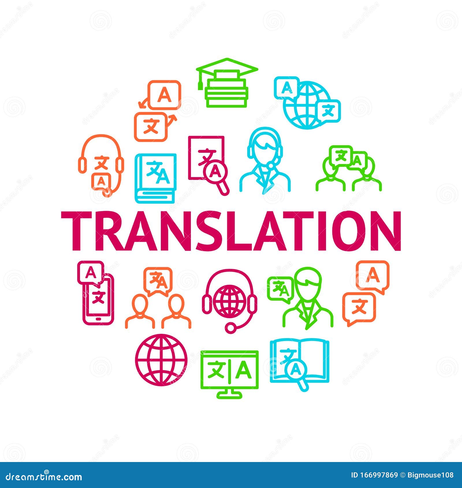 Translation Signs Thin Line Border Or Frame. Vector | CartoonDealer.com ...