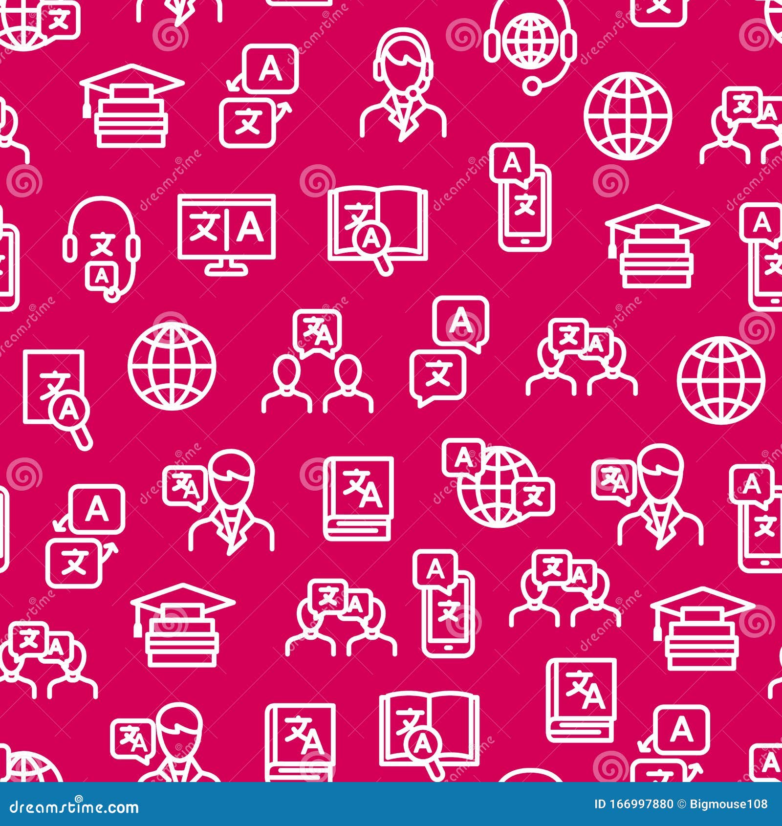 Translation Signs Thin Line Seamless Pattern Background. Vector ...