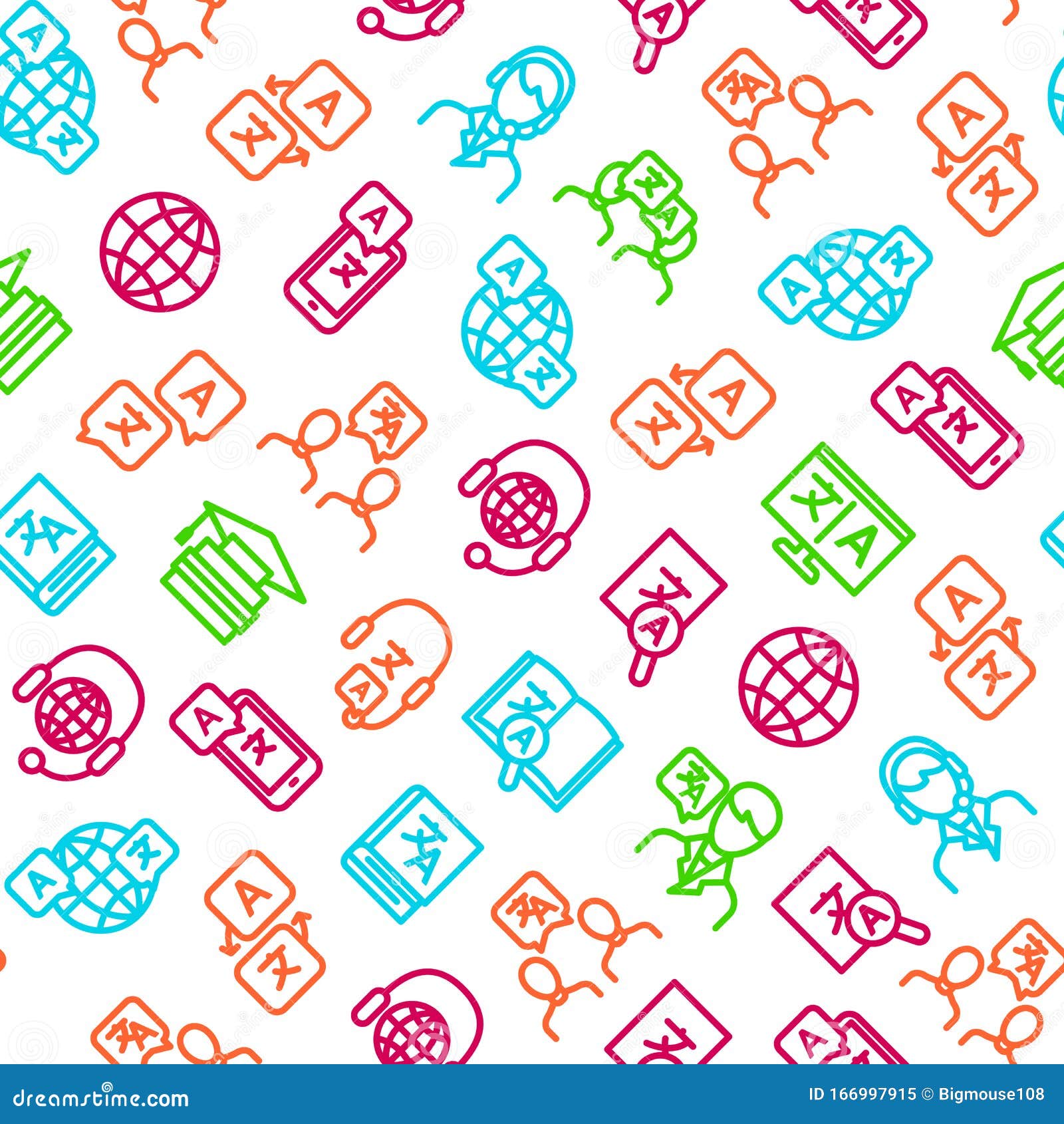 Translation Signs Thin Line Seamless Pattern Background. Vector ...