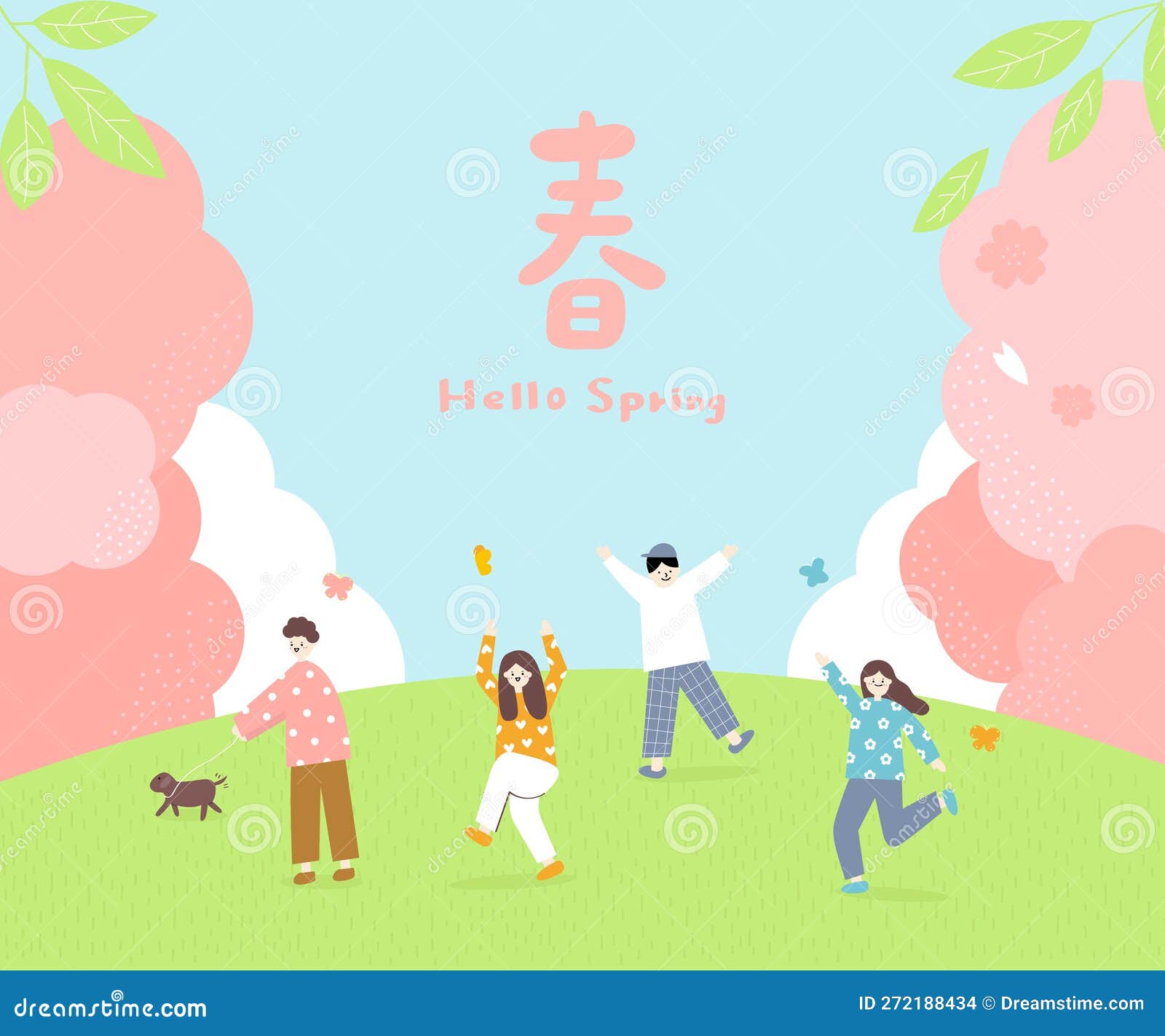 Translation-Spring, Hello Spring, Spring is Coming, Man and Woman are ...