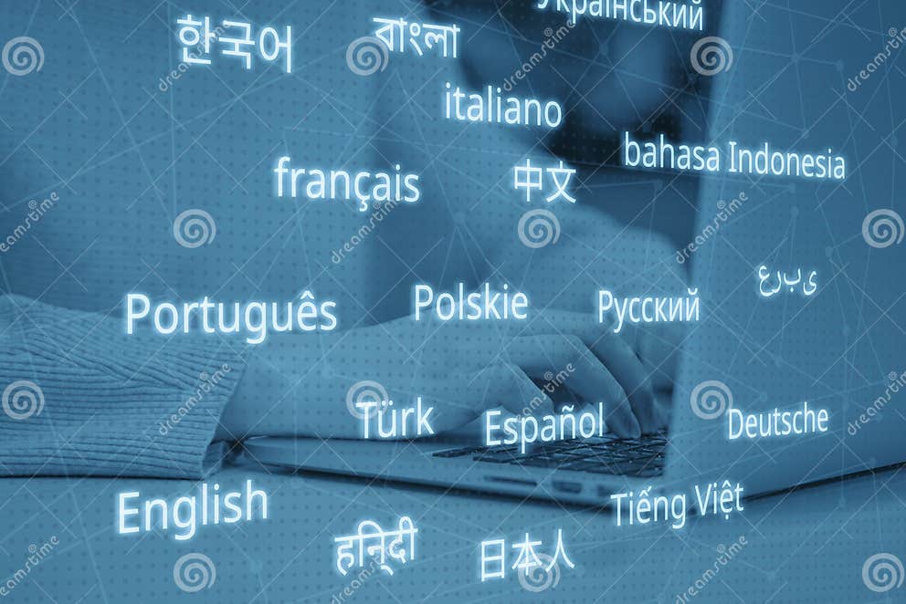 Translator Career Concept in Different Languages. Toned Stock Image ...