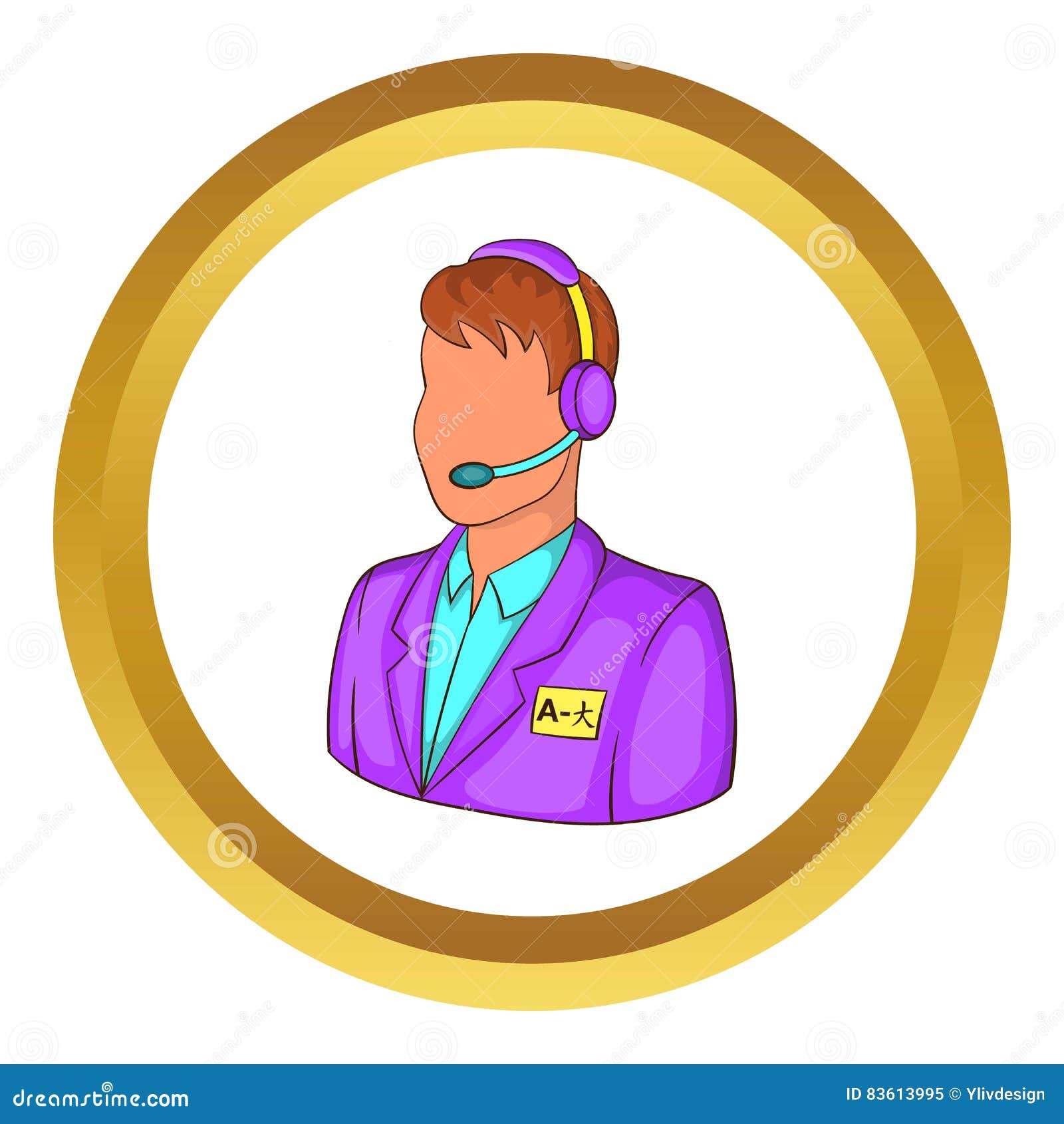 Translator Interpreter Woman Icon, Cartoon Style Vector Illustration ...