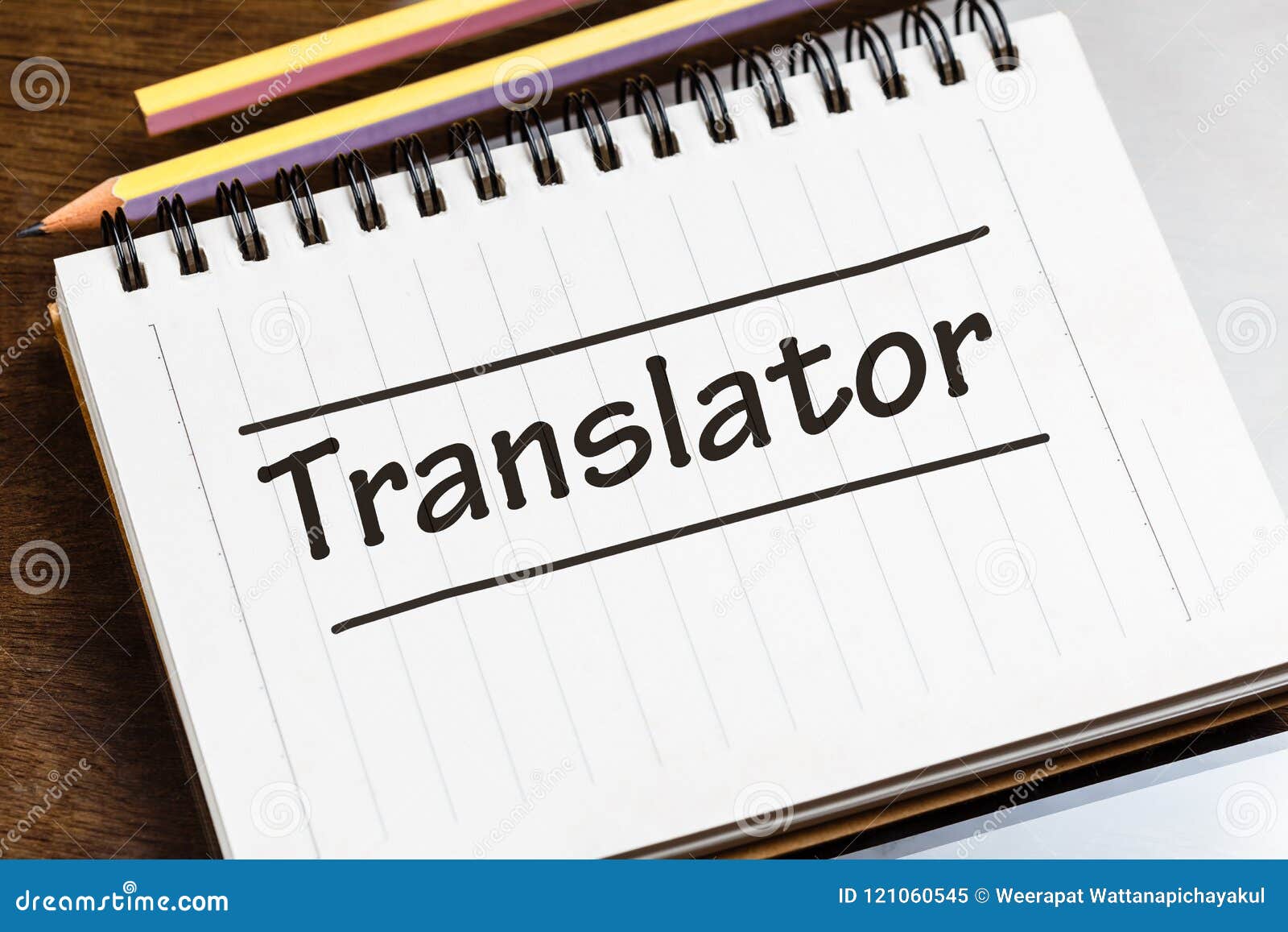 Translator on Notebook stock image. Image of language - 121060545