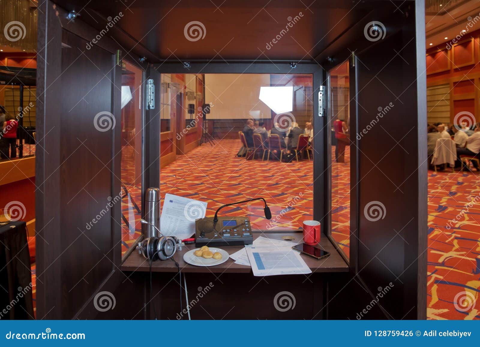 Translator Room . Translators Cubicle . Interpreting - Microphone and ...