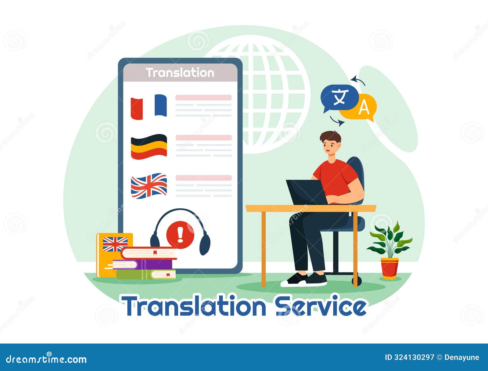 Translator Service Vector Illustration with Language Translation for ...