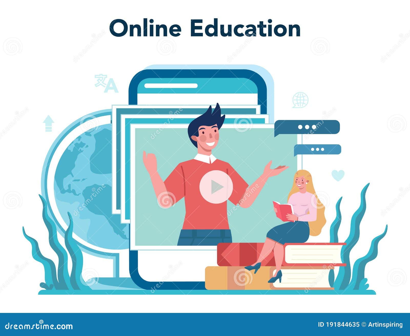 Translator and Translation Service Online Service or Platform Stock Vector - Illustration of ...