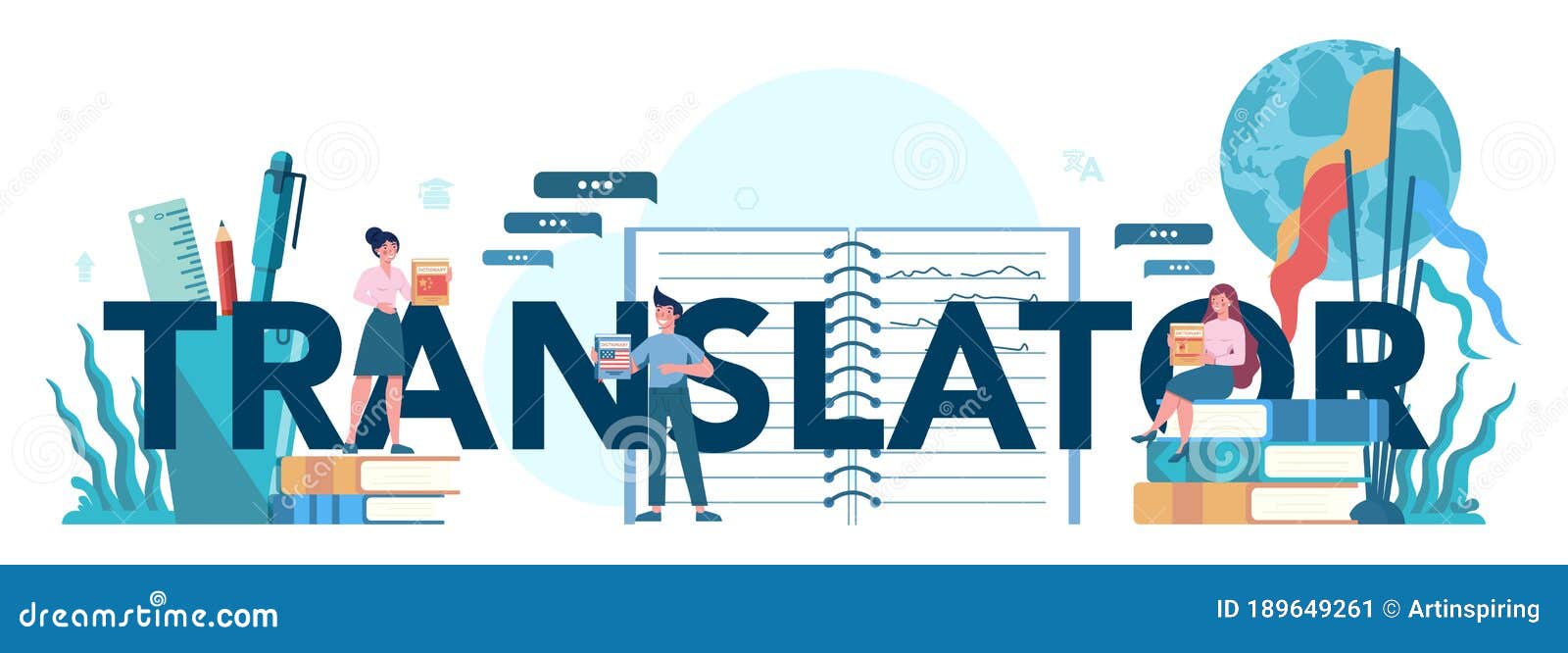 Translator and Translation Service Typographic Header Concept. Stock ...