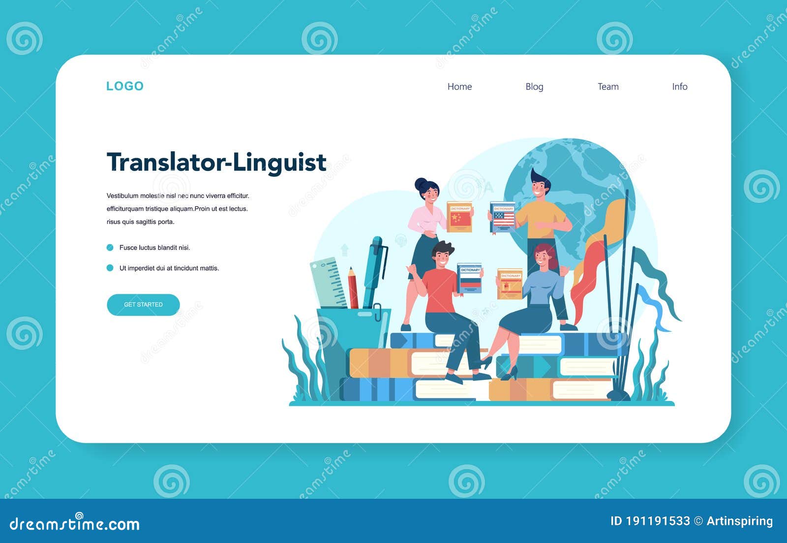 Translator and Translation Service Web Banner or Landing Page. Stock ...