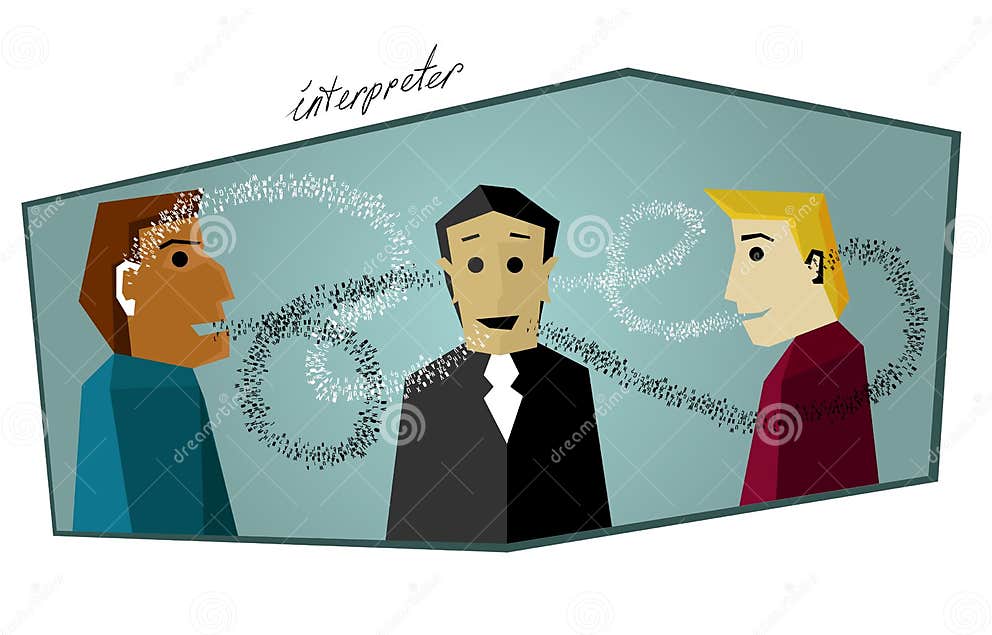 Translator at Work: Interpreter Stock Vector - Illustration of foreign ...