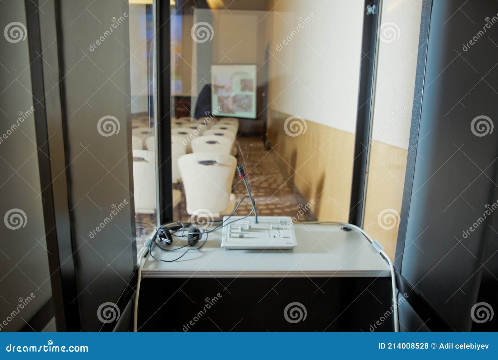 Soft Focus of Wireless Conference Microphones and Notebook in a Meeting ...