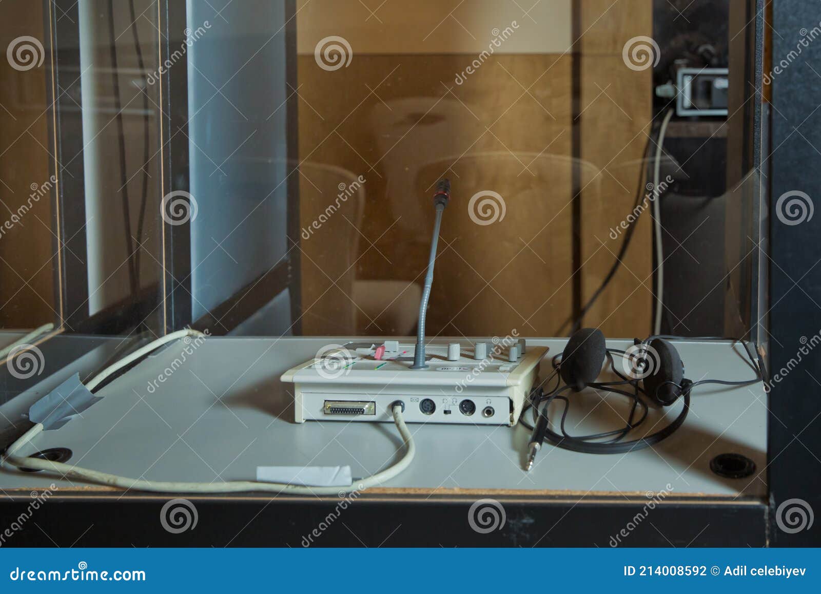 Soft Focus of Wireless Conference Microphones and Notebook in a Meeting ...