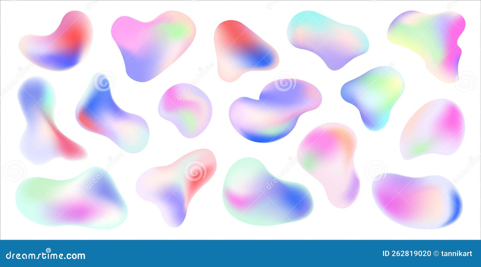 Translucent Blobs Collection Colorful Gradient 3d Vector Shapes Stock