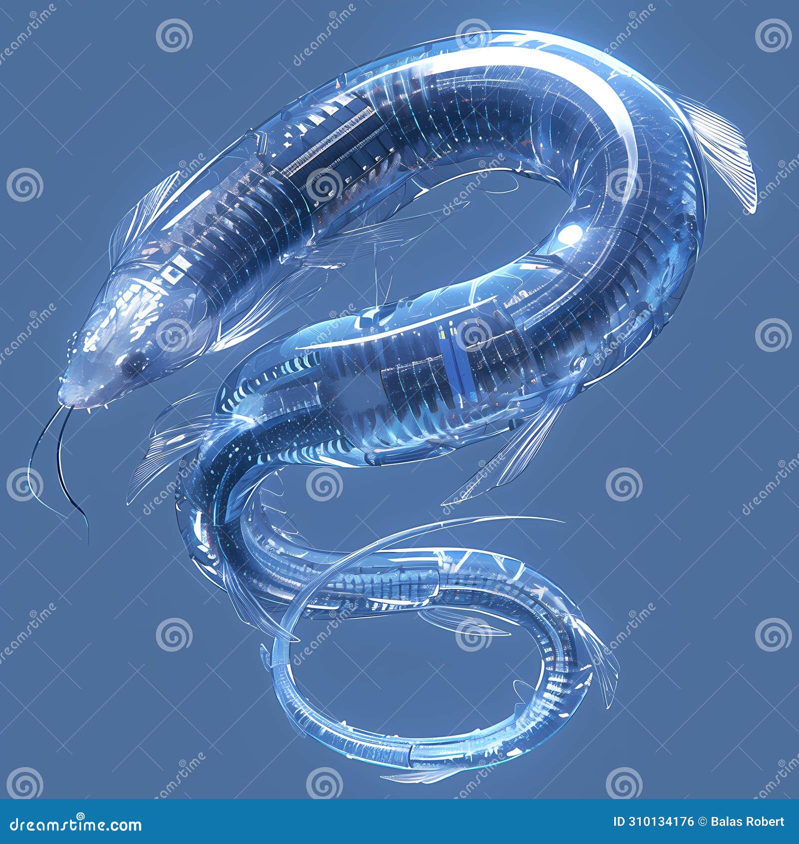 Translucent Blue Aquatic Creature Stock Illustration - Illustration of ...