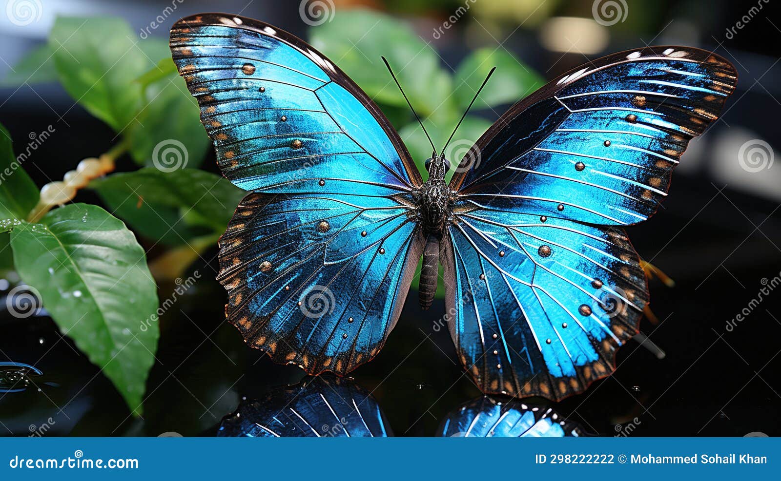 Translucent Blue Butterfly Effect on Blurry Background Stock ...
