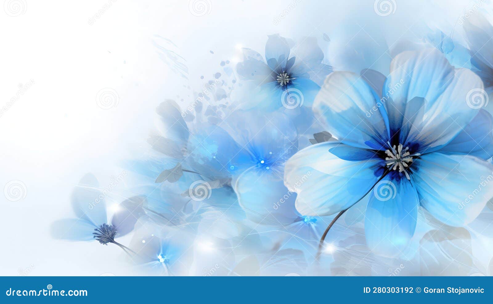 Translucent Blue Flowers on a Light Background Stock Illustration ...