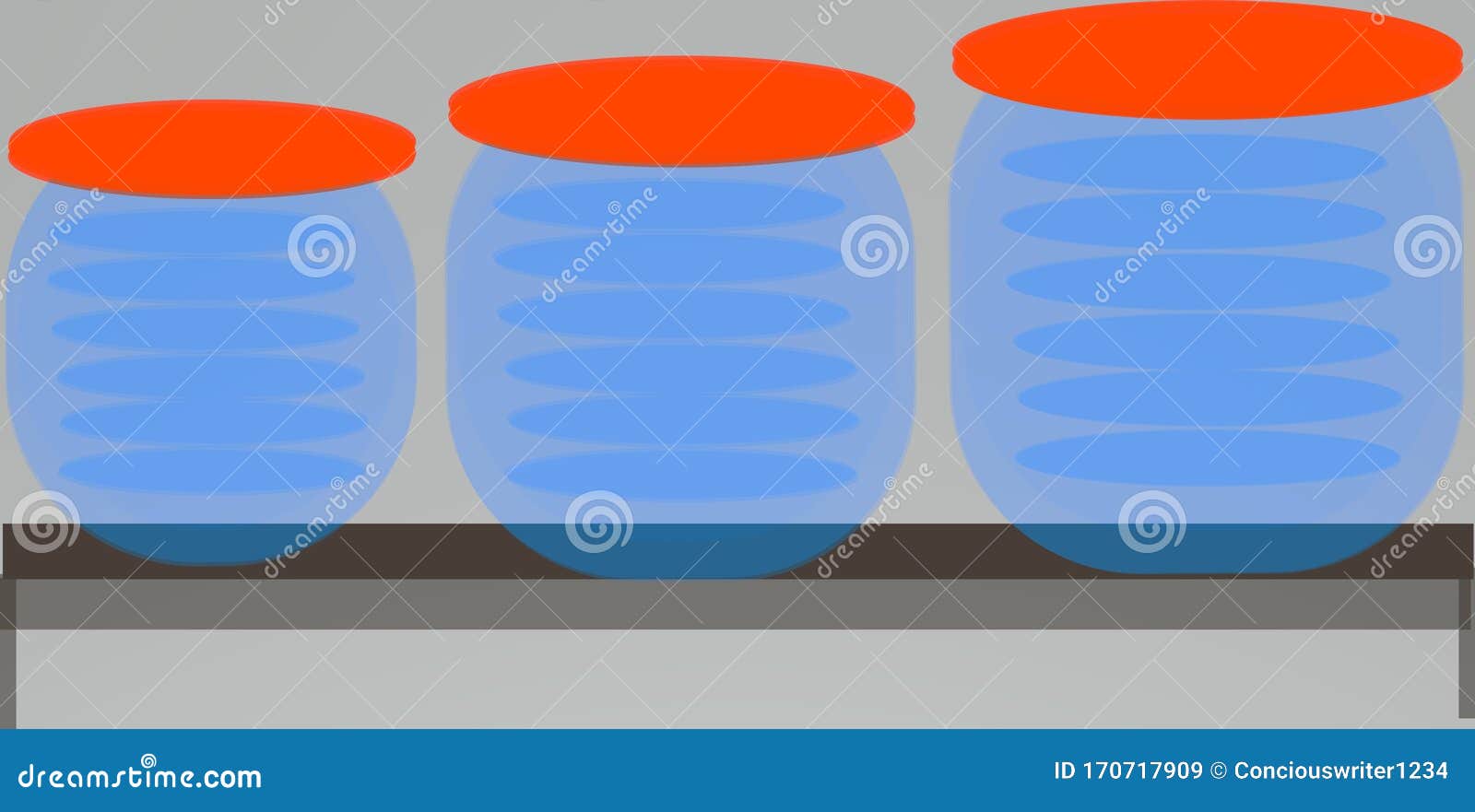 Translucent Boxes Blue in Color with Orange Lids Stock Illustration ...