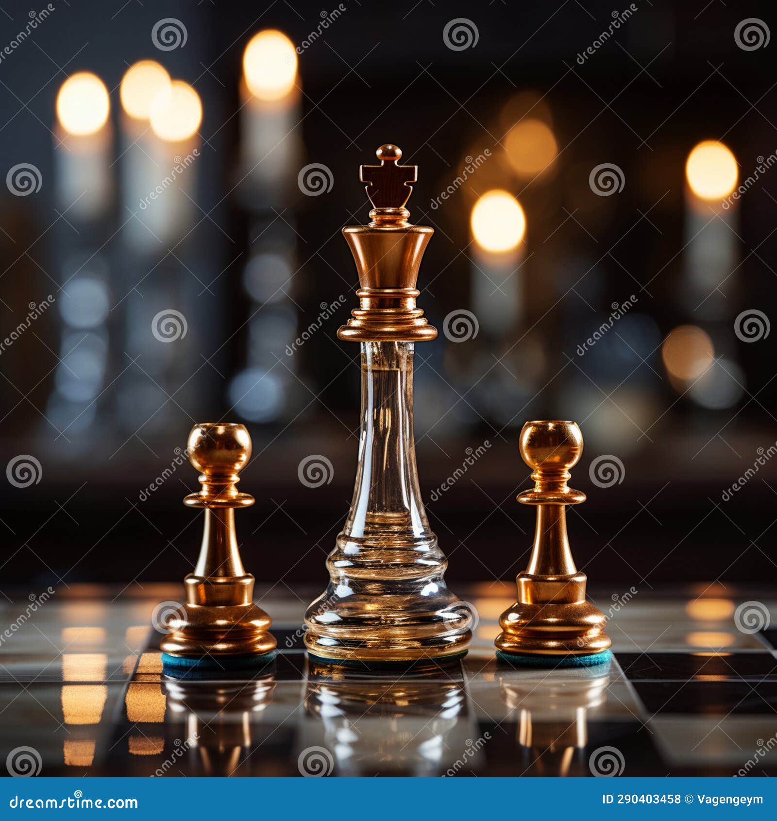 Translucent Chess Pieces on a Chessboard Stock Illustration ...