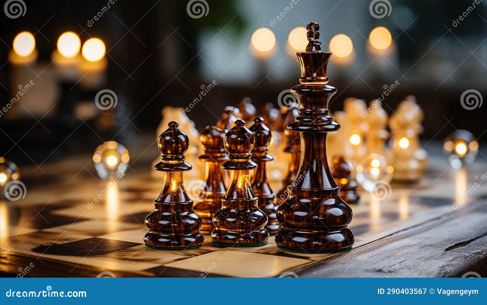 Translucent Chess Pieces on a Chessboard Stock Illustration ...