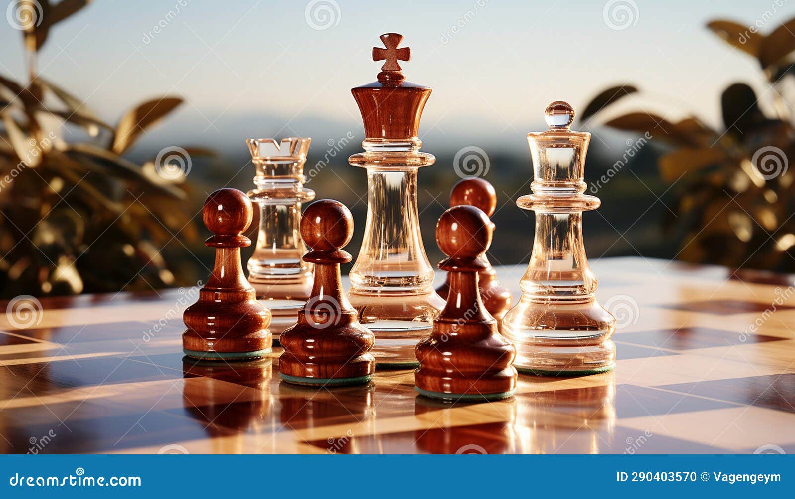 Translucent Chess Pieces on a Chessboard Stock Illustration ...