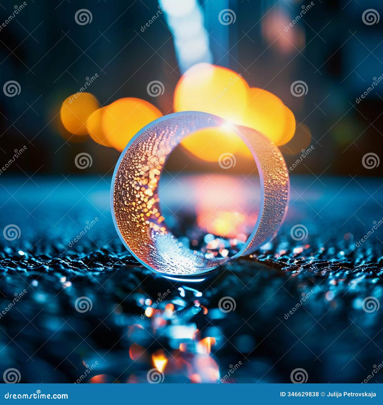 A Translucent Circular Form Sits on a Wet Surface, Capturing ...