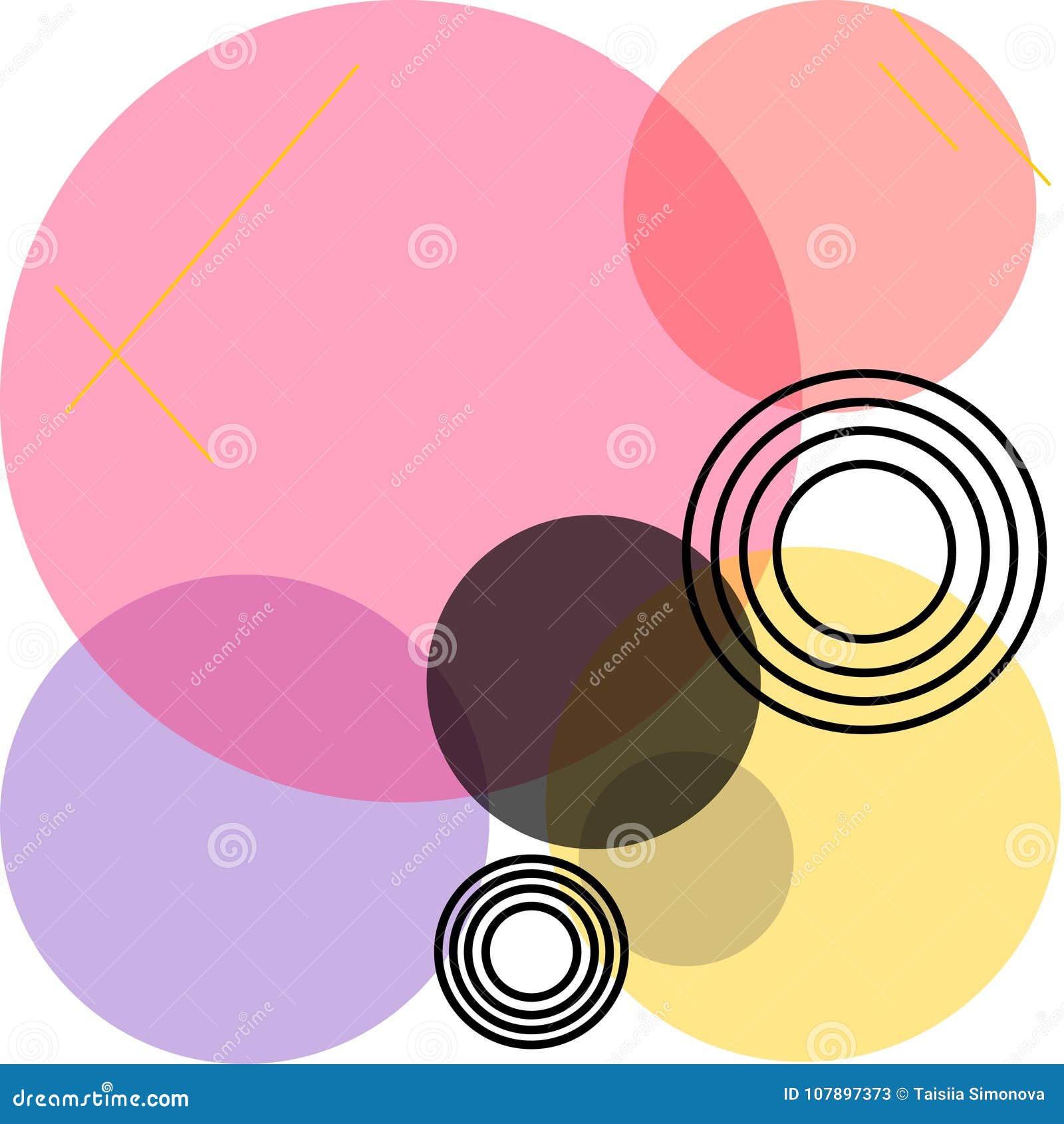 Translucent Colored Intersecting Circles of Different Sizes Stock ...