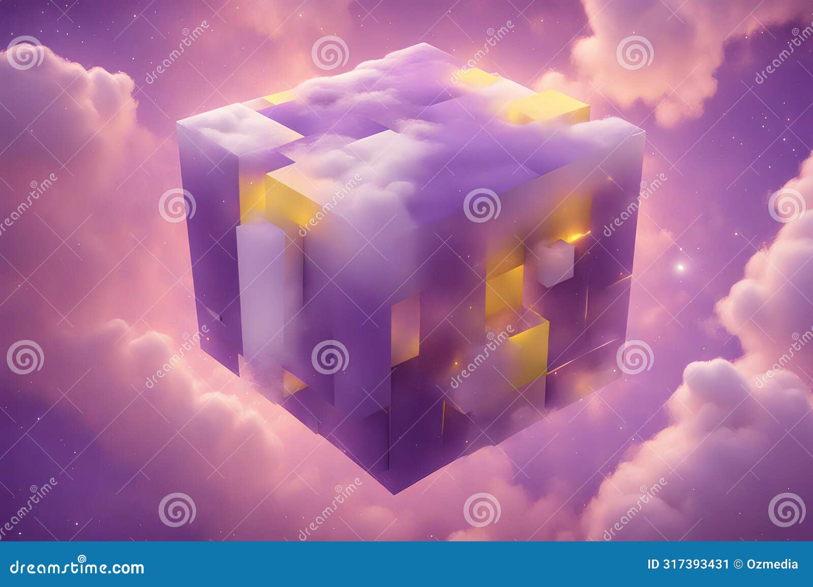 Translucent Cube with Complex Internal Structures, Generative AI Stock ...