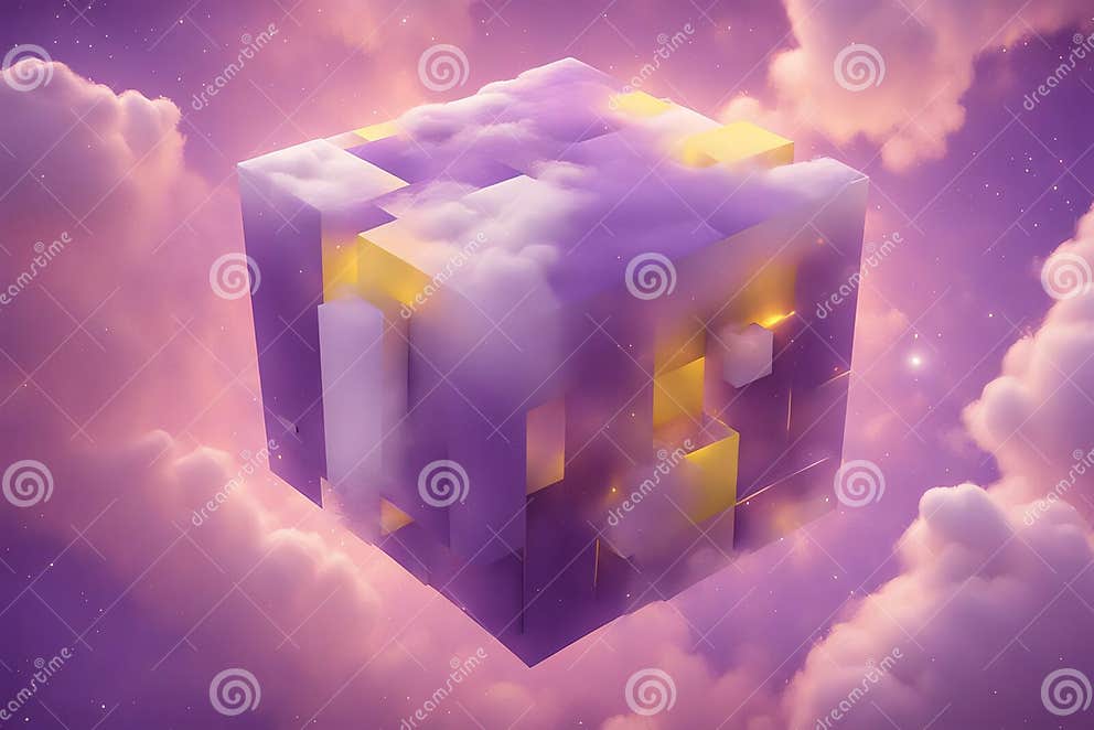 Translucent Cube With Complex Internal Structures Generative Ai Stock