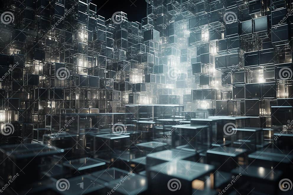 Translucent Cubes: a Captivating Grey Tech Wallpaper Stock Illustration ...