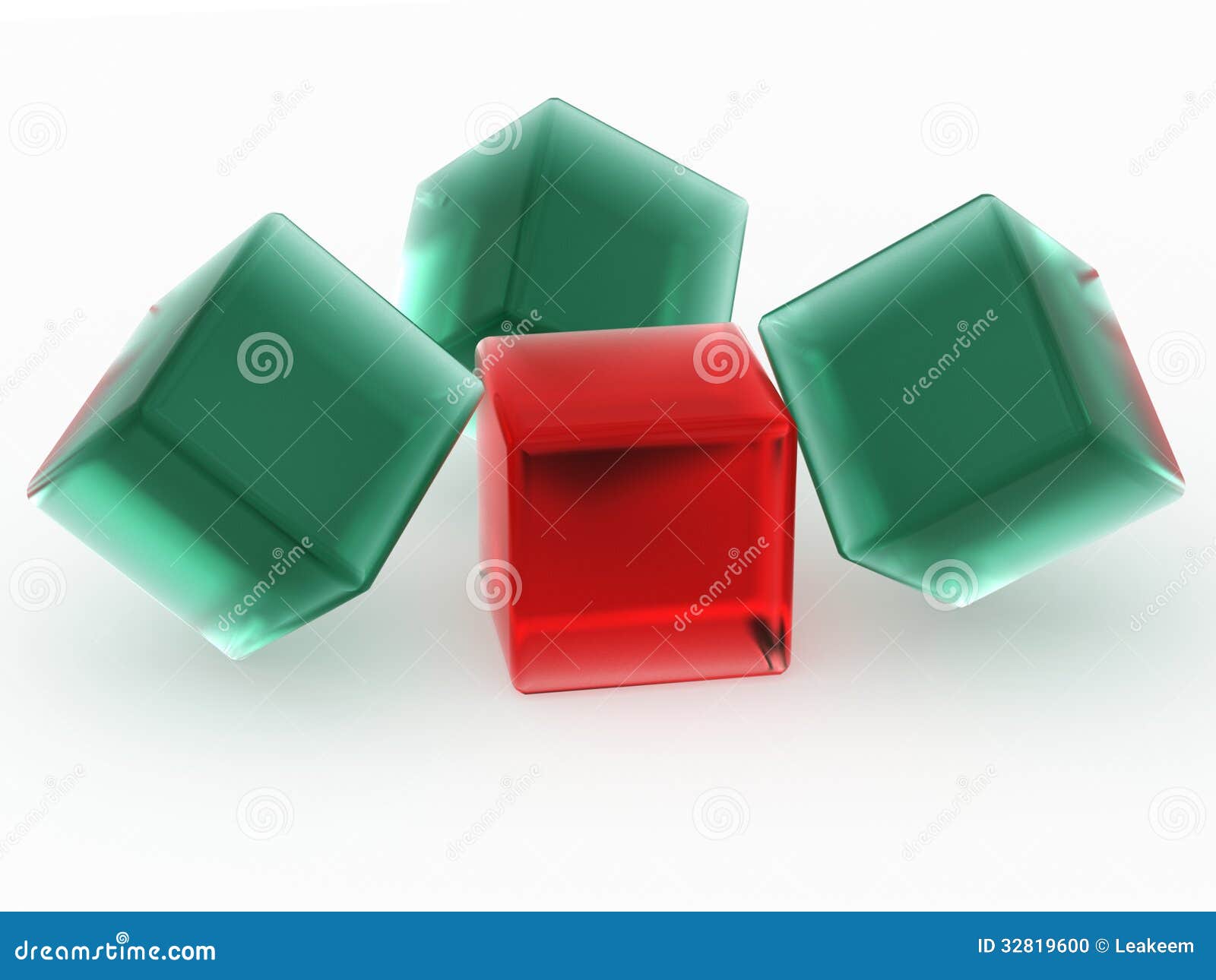 Translucent Cubes and a Different Center Cube Stock Photo - Image of ...