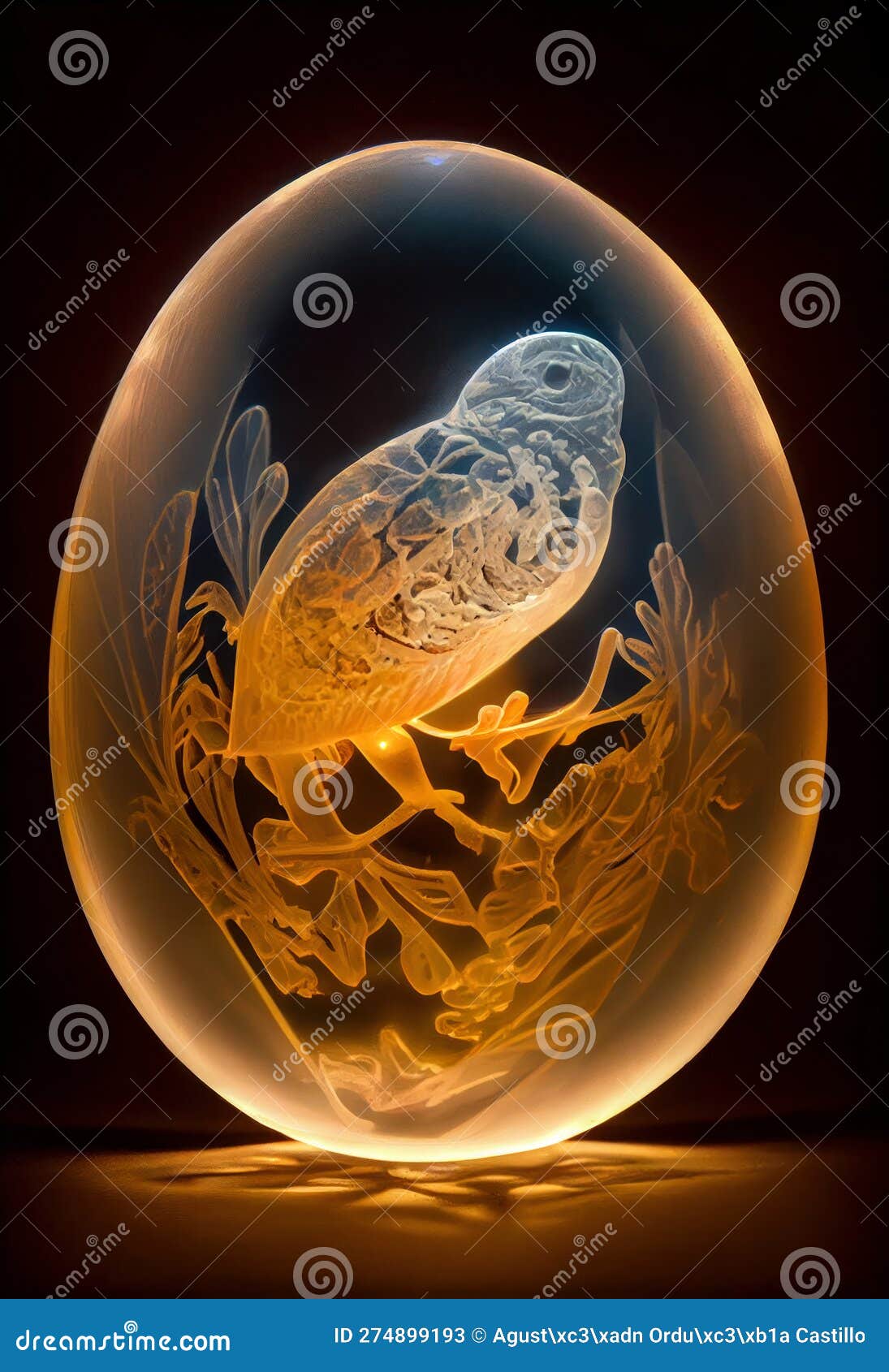 Translucent Dinosaur Egg with an Embryo Inside. Stock Illustration ...