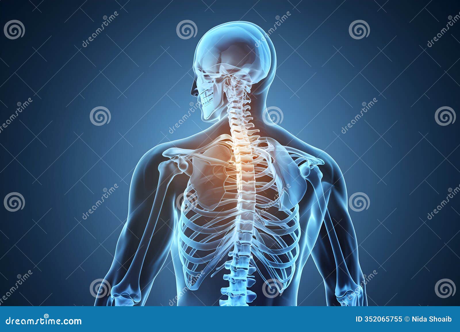 Translucent Figure Showcasing Glowing Skeletal System Against Gradient ...