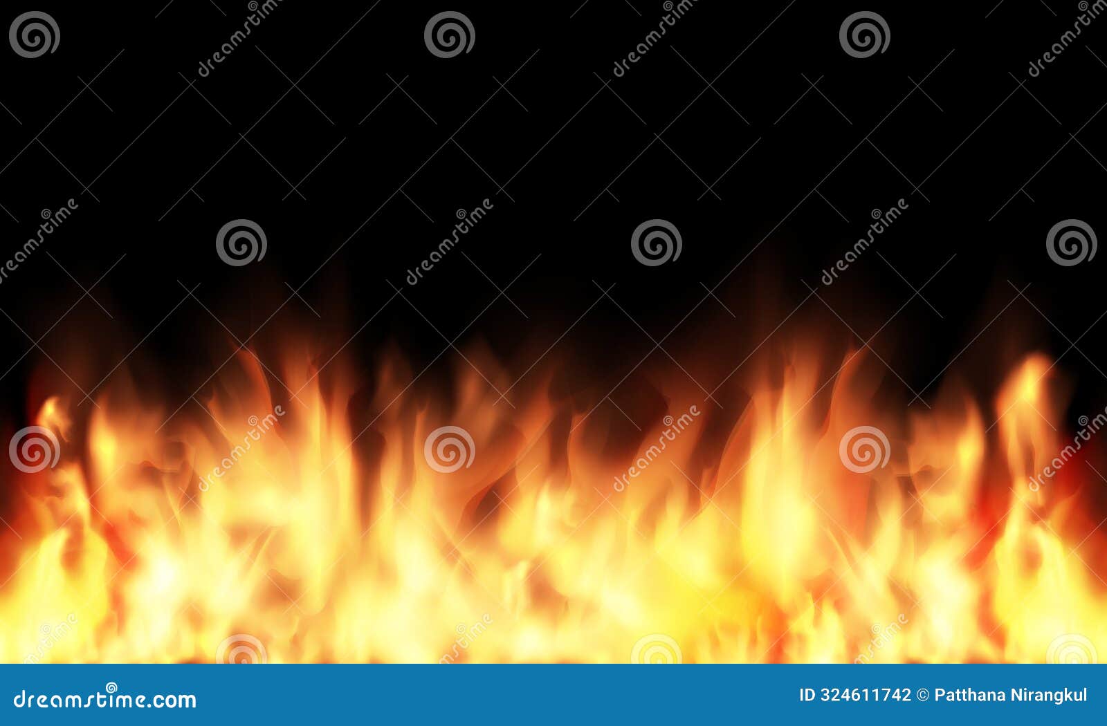 Translucent Fire Flames And Sparks With Horizontal Repetition On ...