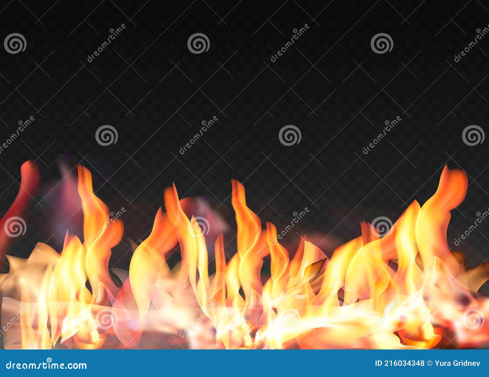 Translucent Fire Flames and Sparks with Horizontal Repetition on ...