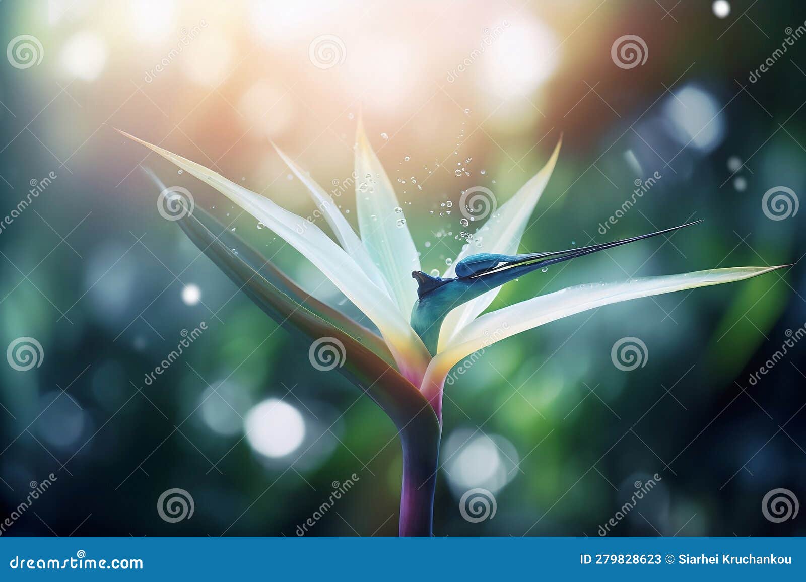 Translucent Flower Bird of Paradise on Pastel Background Close Up Stock ...
