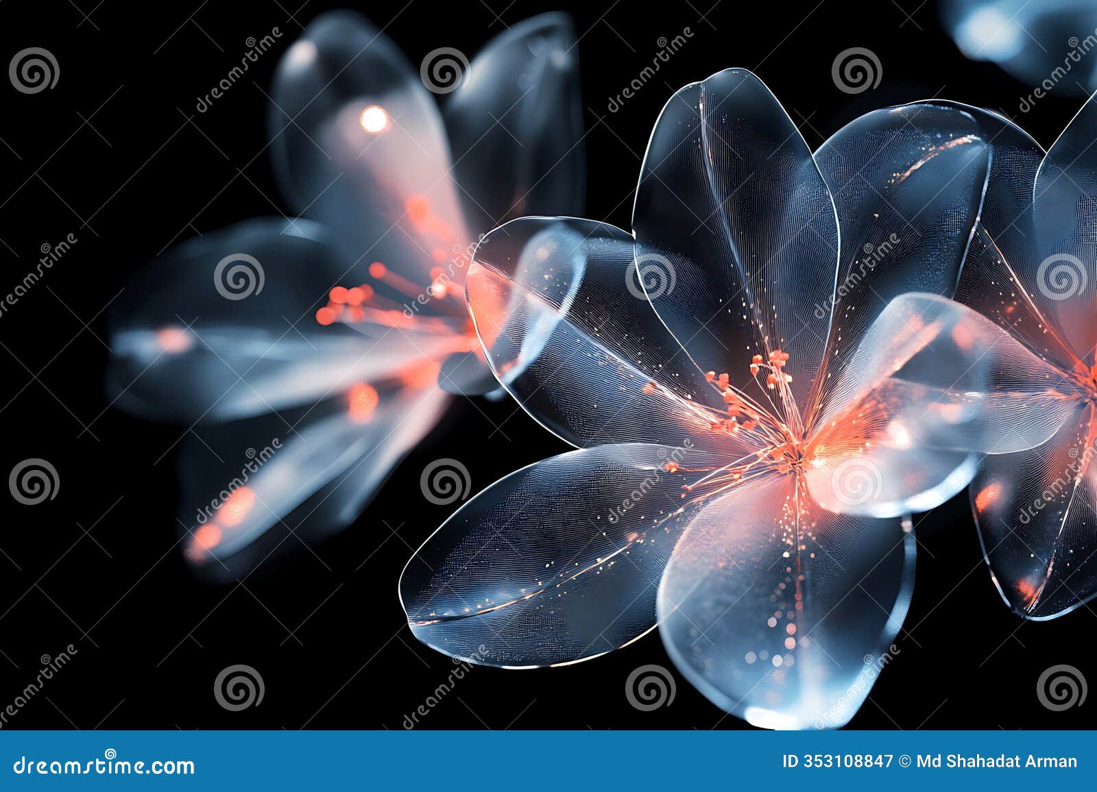 Translucent Flowers Glowing in the Dark Stock Illustration ...