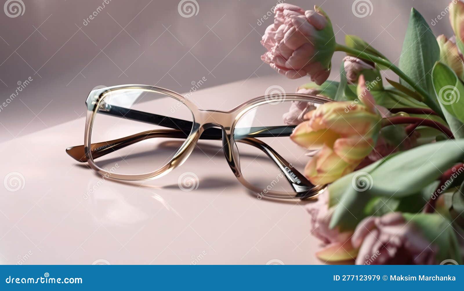 Translucent Frame of Glasses of Round Shape on on a Pastel Pink ...