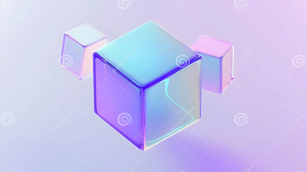 Translucent Geometric Cubes in Pastel Gradient Colors Stock ...