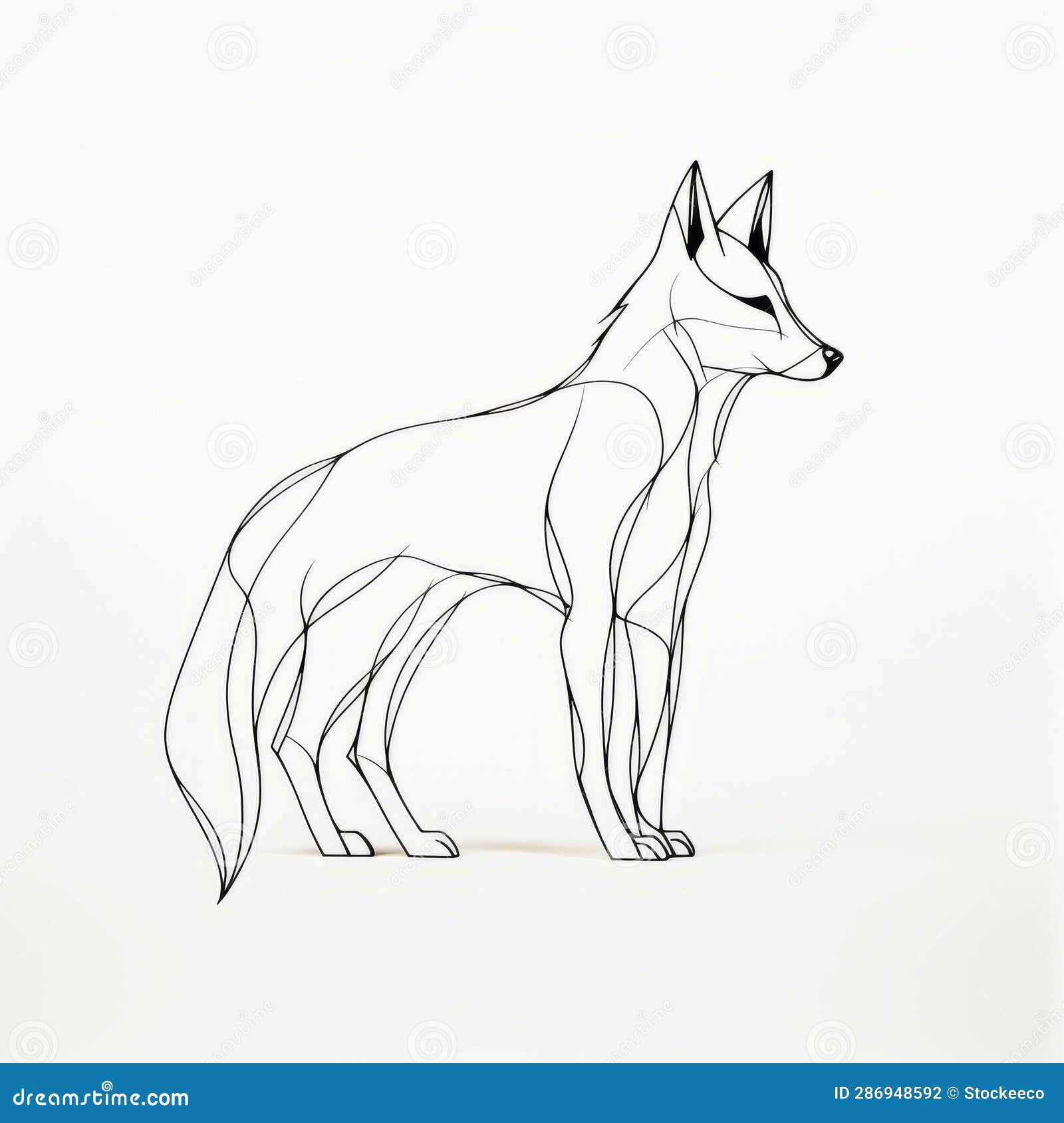 Translucent Geometric Fox Line Drawing On White Background Stock ...