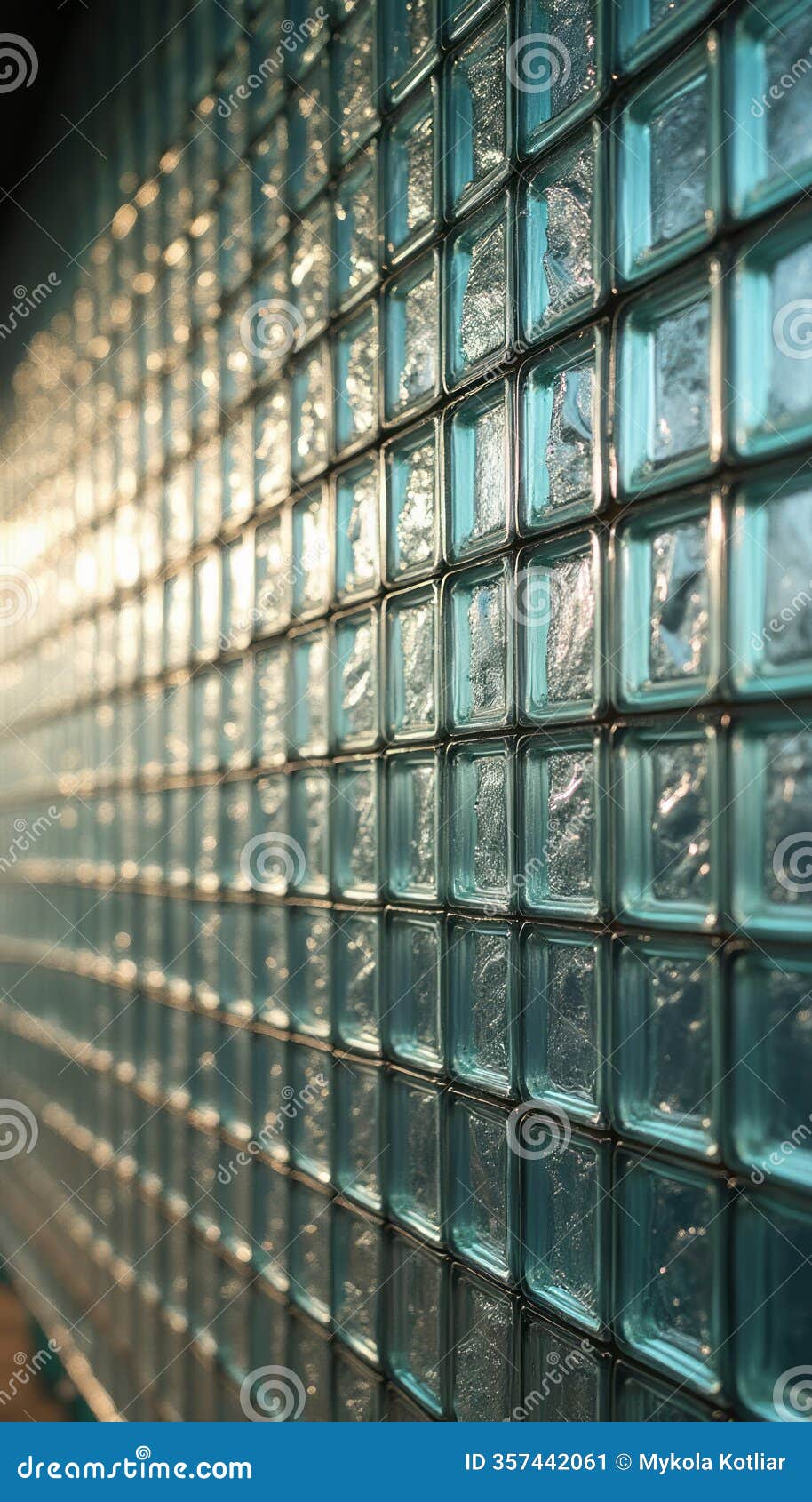 Translucent Glass Block Wall Reflecting Warm Light Stock Image - Image ...