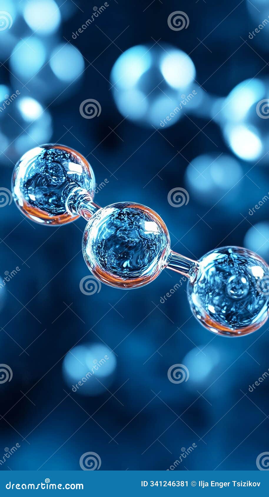 Translucent, Glowing Molecule Chain on Blue, Scientific Microscopic ...