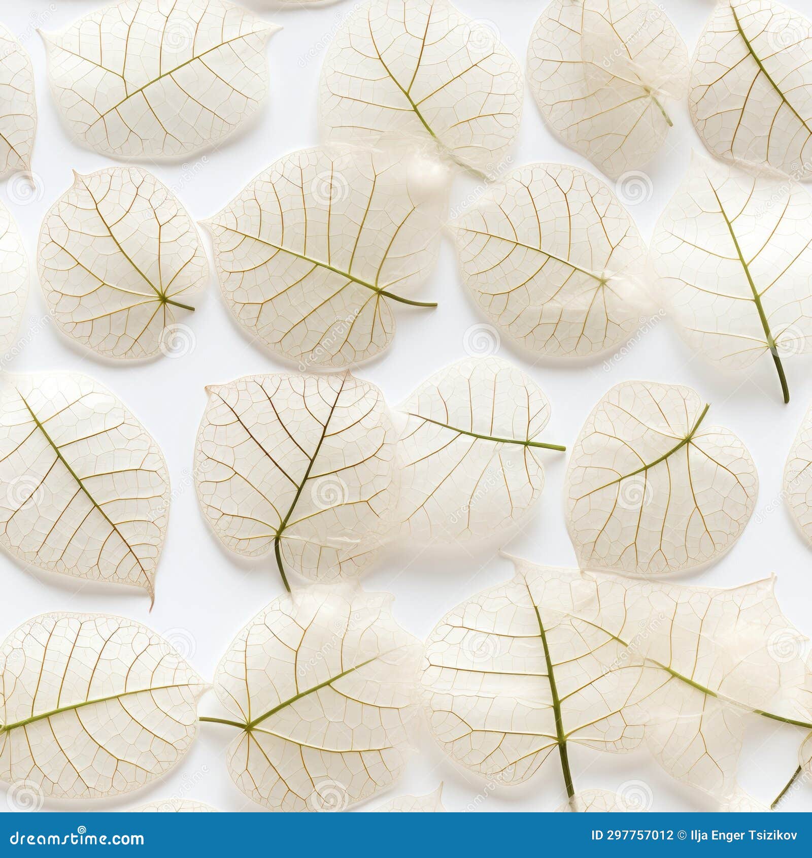 Translucent Green Foliage Skeleton Seamless Pattern with Mesmerizing ...