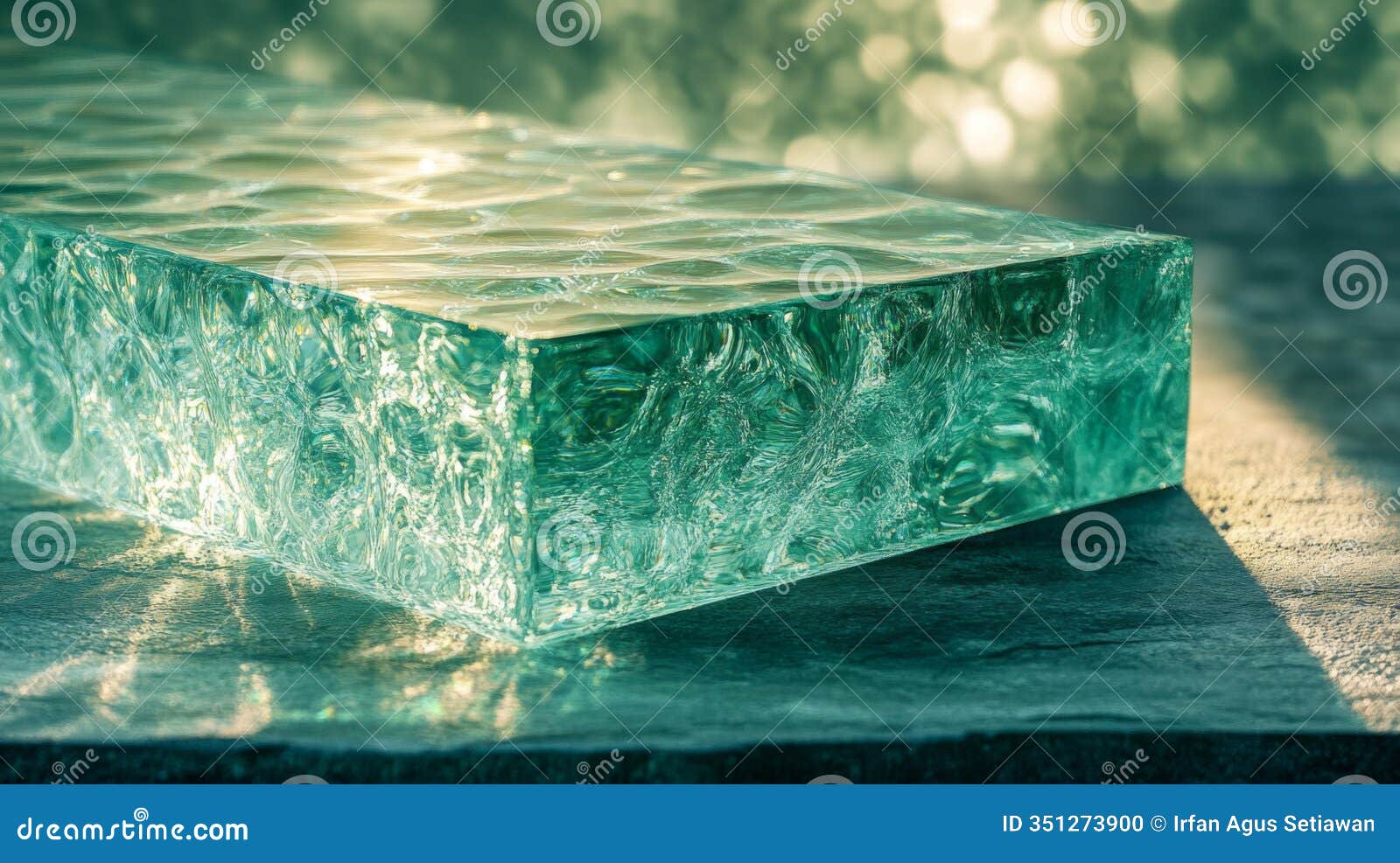 Translucent Green Glass Block Illuminated by Sunlight Stock ...