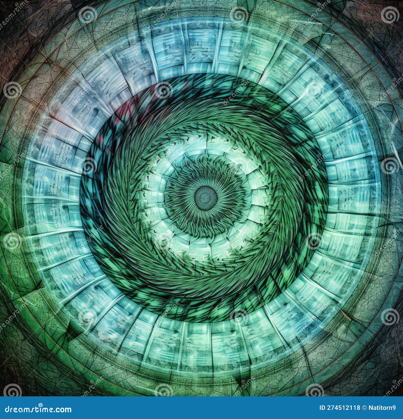 Translucent Green Spiral Circles on Digital Backdrop (AI Generated ...