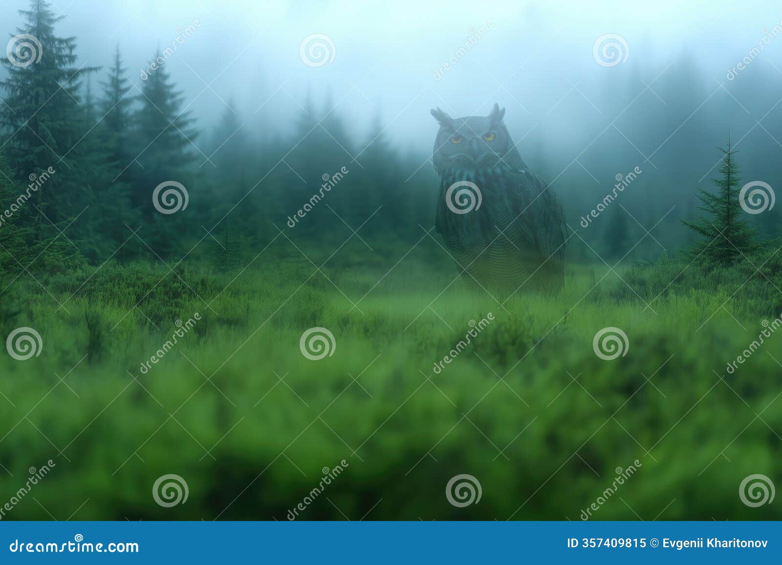 Translucent Hige Owl in the Misty Forest, Forest Spirit Stock ...