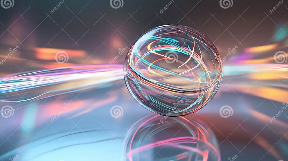 Translucent Holographic Sphere on Gradient Background.Geometric ...