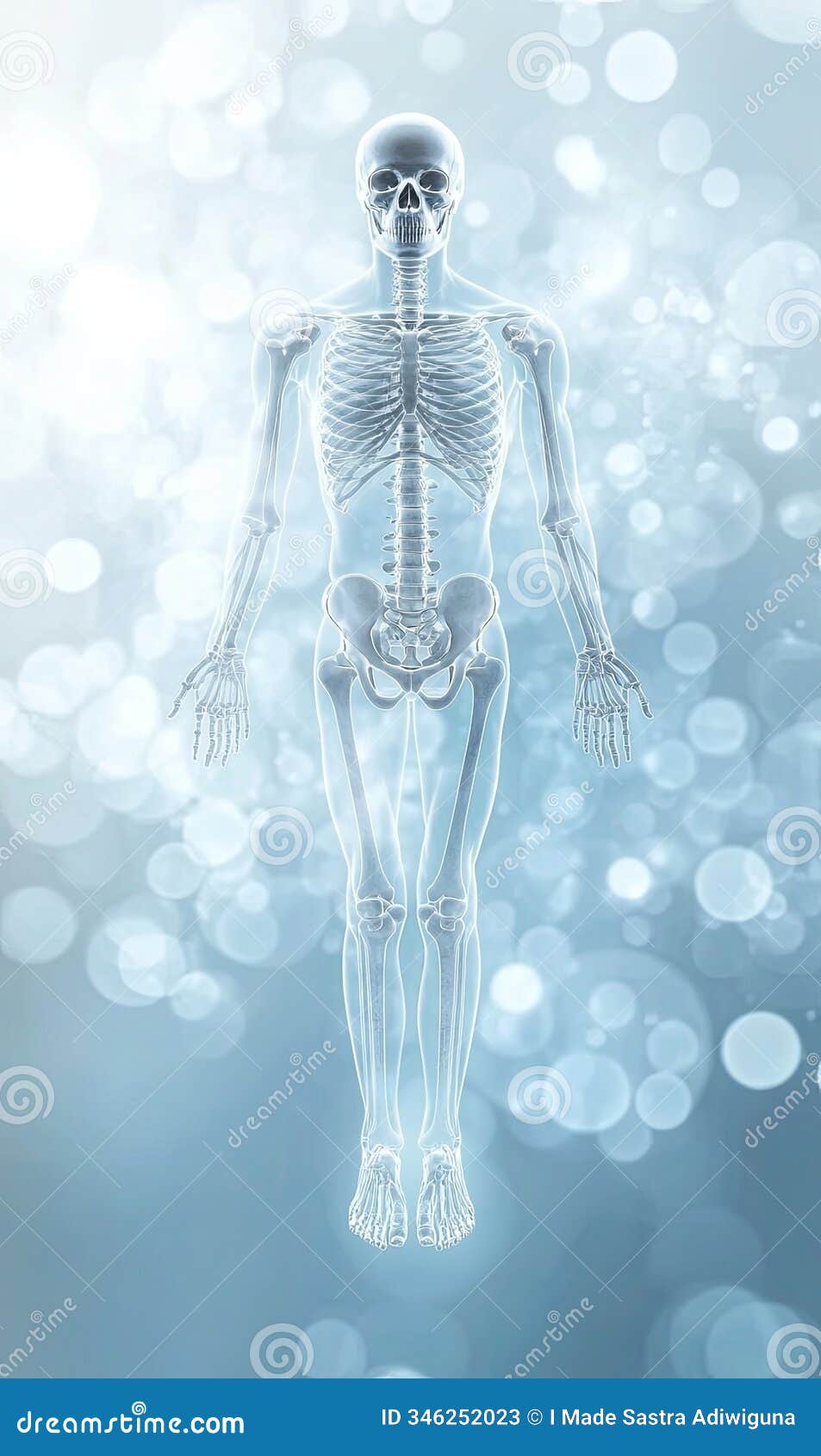 A Translucent Human Skeleton, with Glowing Lights in the Background ...