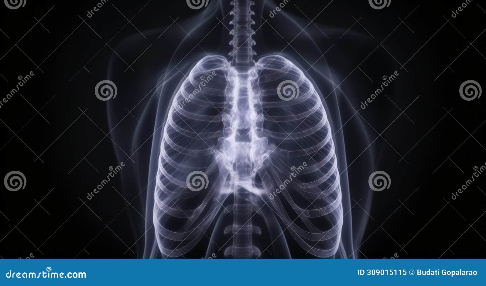 Translucent Human Torso, Highlighting Internal Organs and Skeletal ...