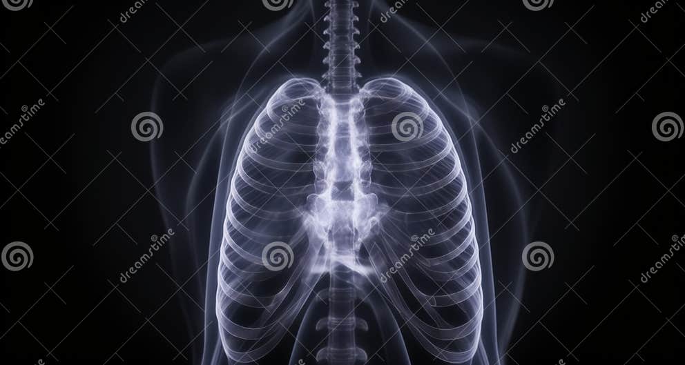 Translucent Human Torso, Highlighting Internal Organs and Skeletal ...