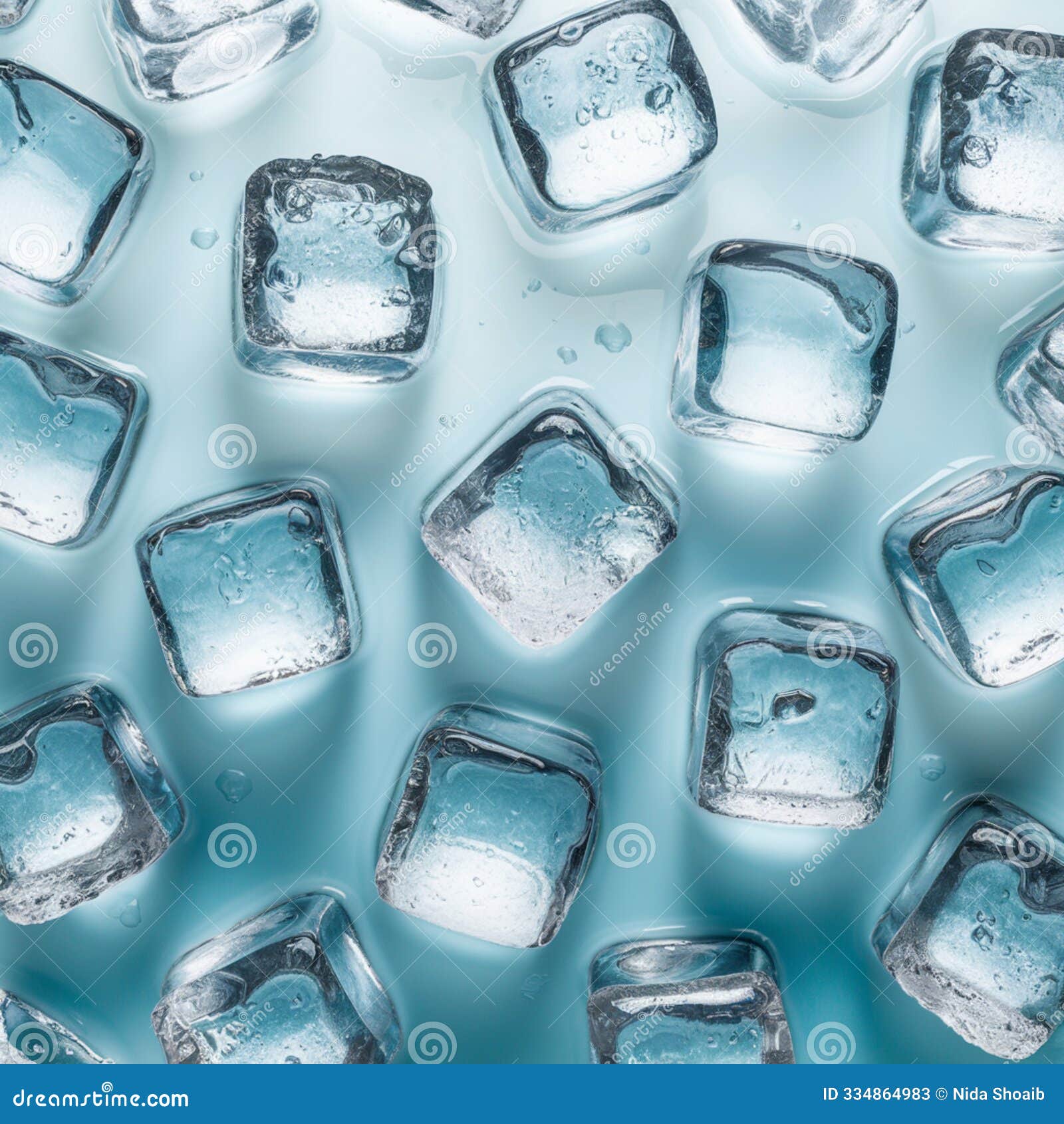 Translucent Ice Cubes Suspended in Light Blue Liquid, Cool and ...