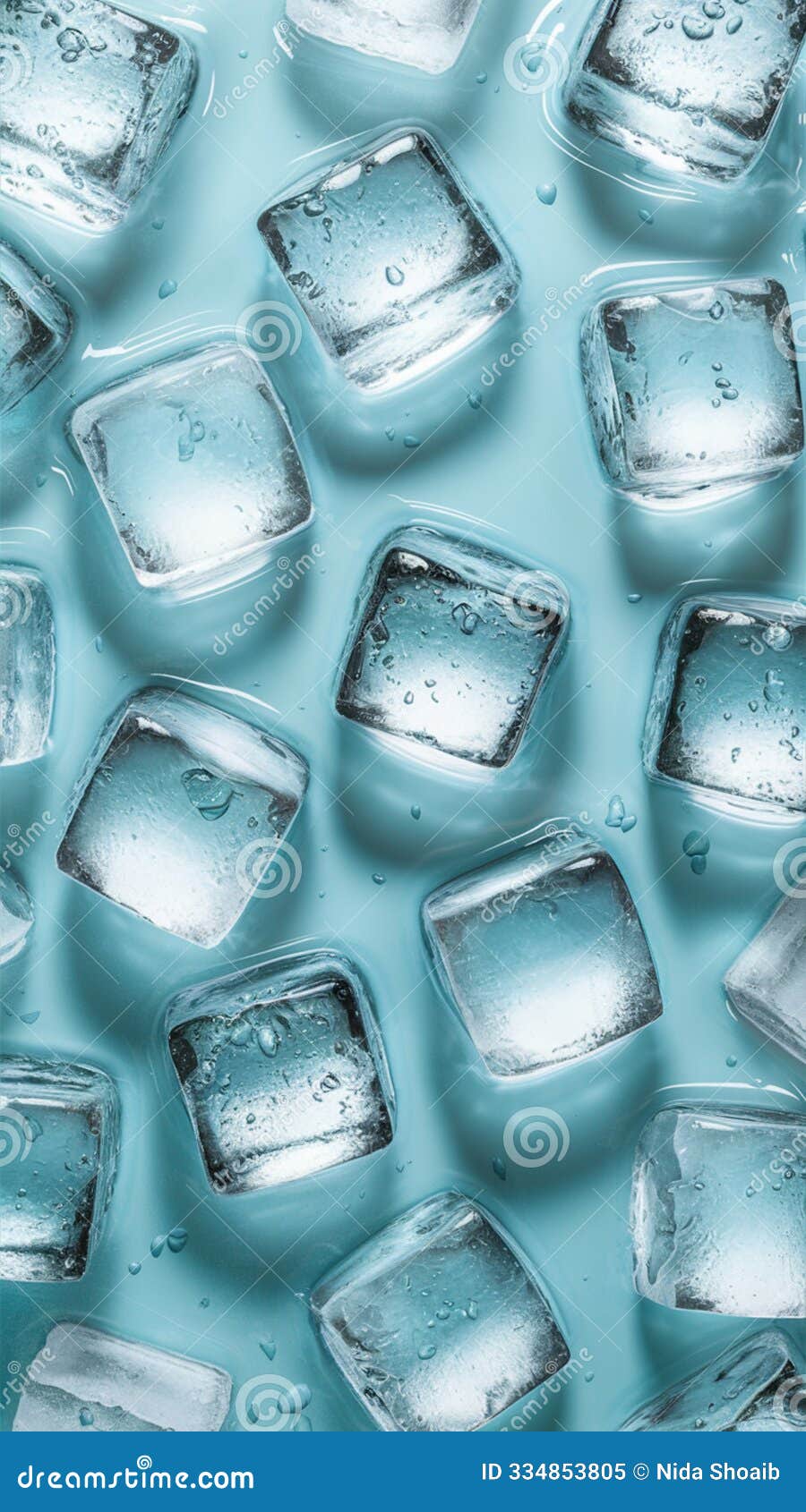 Translucent Ice Cubes Suspended in Light Blue Liquid, Cool and ...